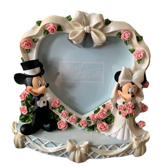 Disney | Accents | Minnie Mickey Wedding Heart Picture Frame Disney ...